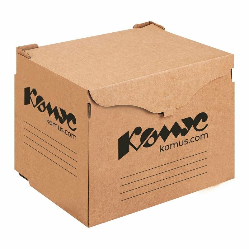 Короб архивный Т24 гофрокартон Комус 331х310х413 мм с крышкой бурый, 218584