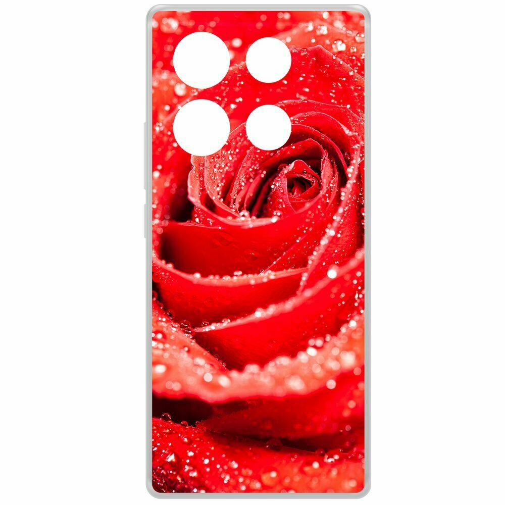 Чехол-накладка Krutoff Clear Case Роза для INFINIX Note 40, с рисунком, термопластичный полиуретан (TPU)