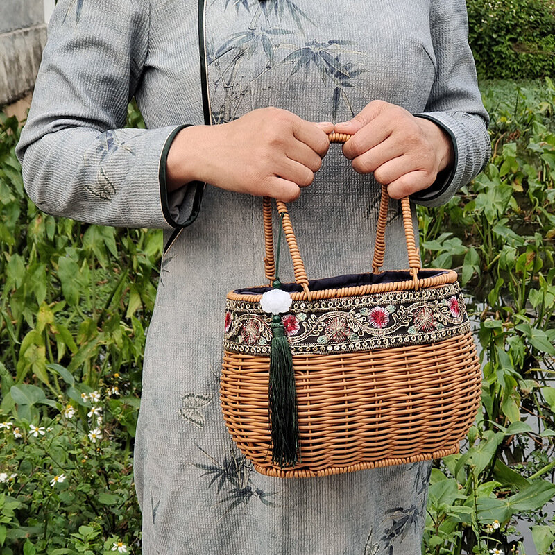 Плетеная сумка из ротанга, корзина для хранения зонгзи, подарочная корзина ручной работы, корзина для пикника,