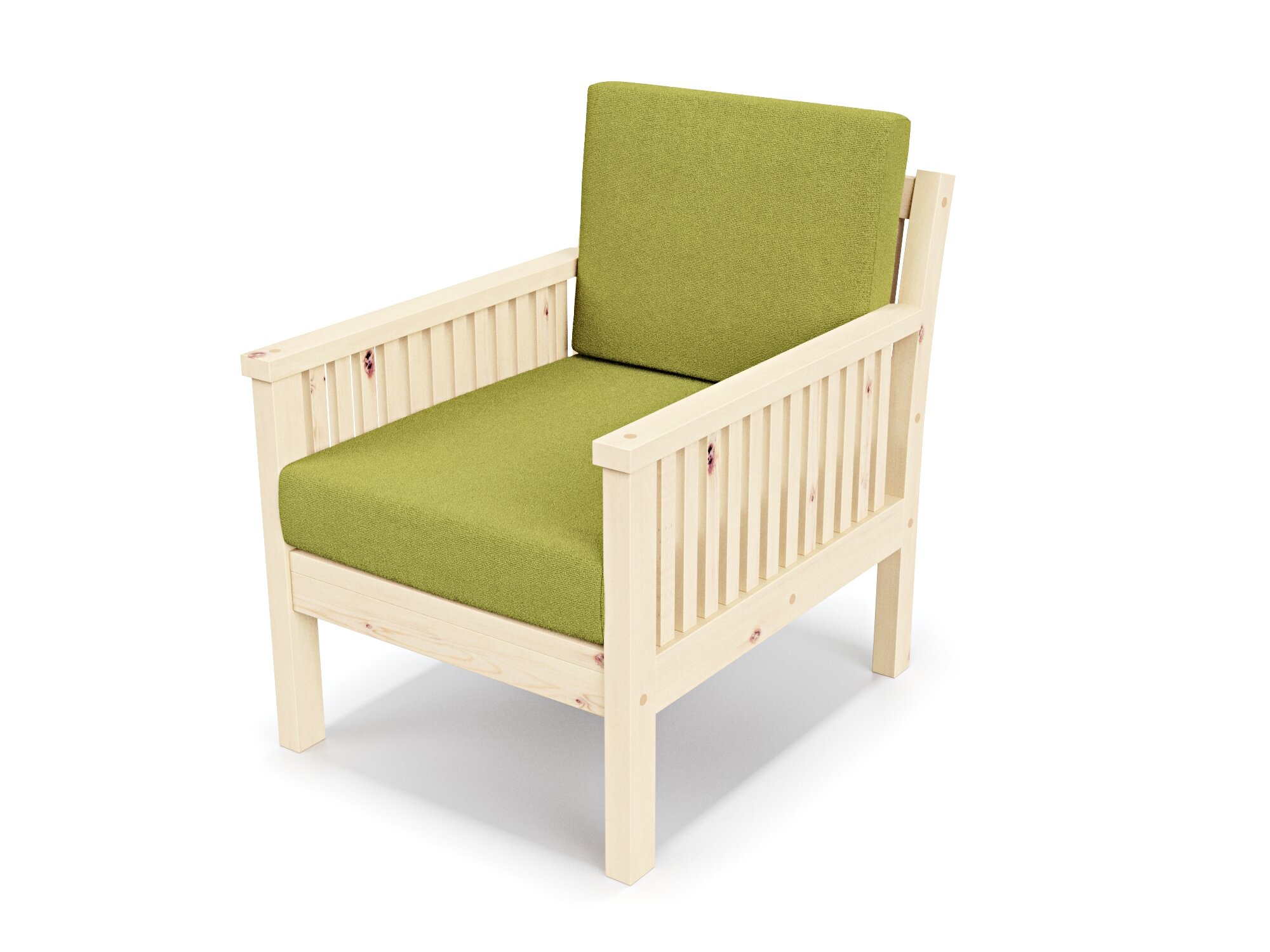 Кресло Arsko Нордик зеленое, велюр, деревянное, мягкое, для дачи, для кафе и бара, на веранду и террасу, для бани