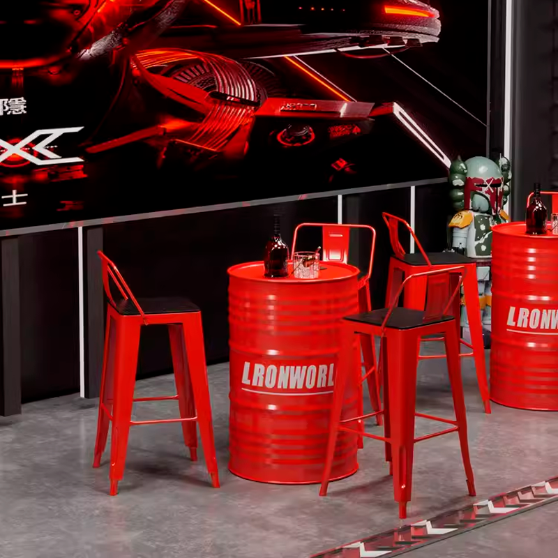 Комплект металлической мебели Industrial Style (стол-бочка)