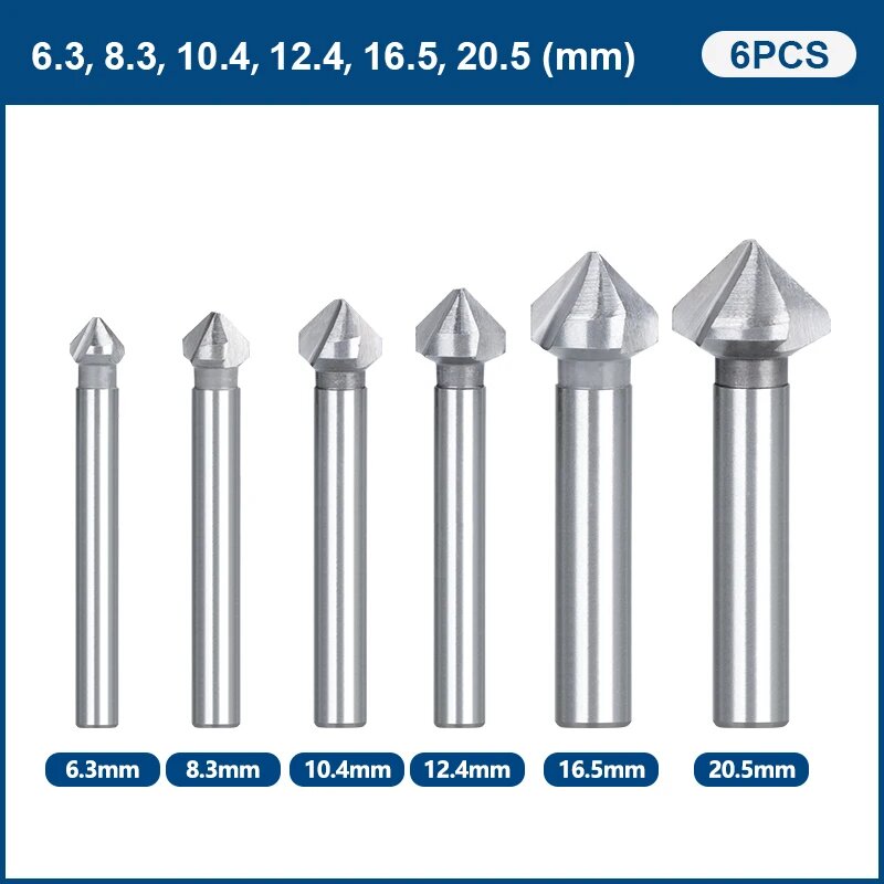 XCAN Зенкеры 6 шт, HSS, 6,3-20,5 мм