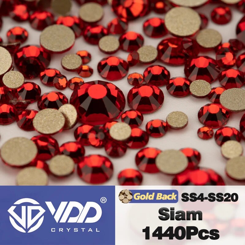 Кристаллы VDD Siam красные, SS4-SS20, 1440 шт