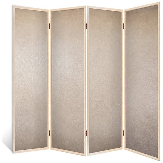 Ширма перегородка Декор Депо для комнаты деревянная "Пергамент" двухсторонняя с картинкой (абстр) 4 створки кремовый дуб 176х185 см 14 кг