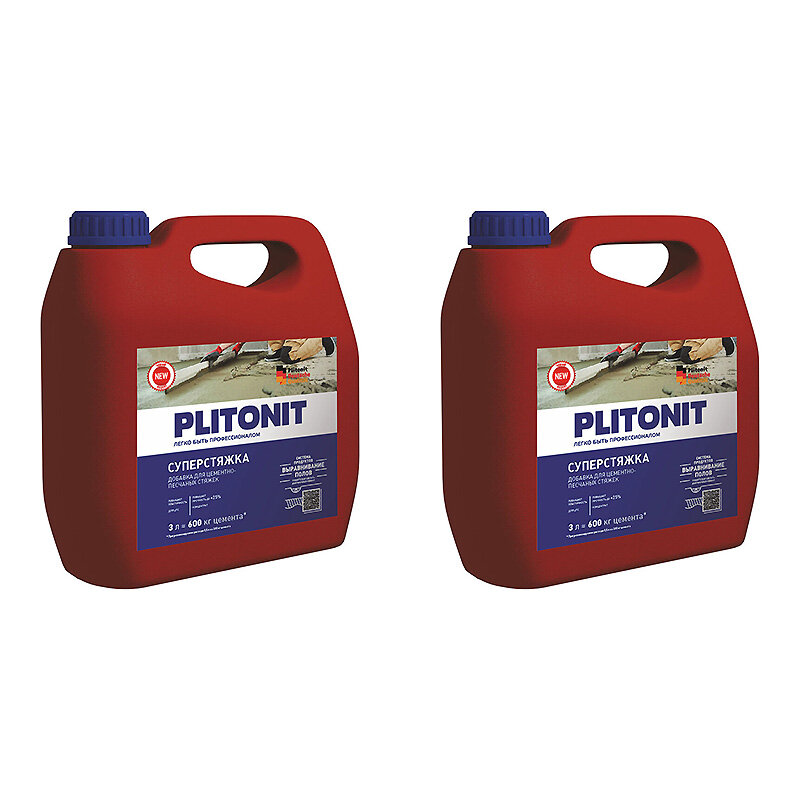 Добавка суперводоредуцирующая для бетонов и строительных растворов Plitonit СуперСтяжка 3 л (2 шт.)