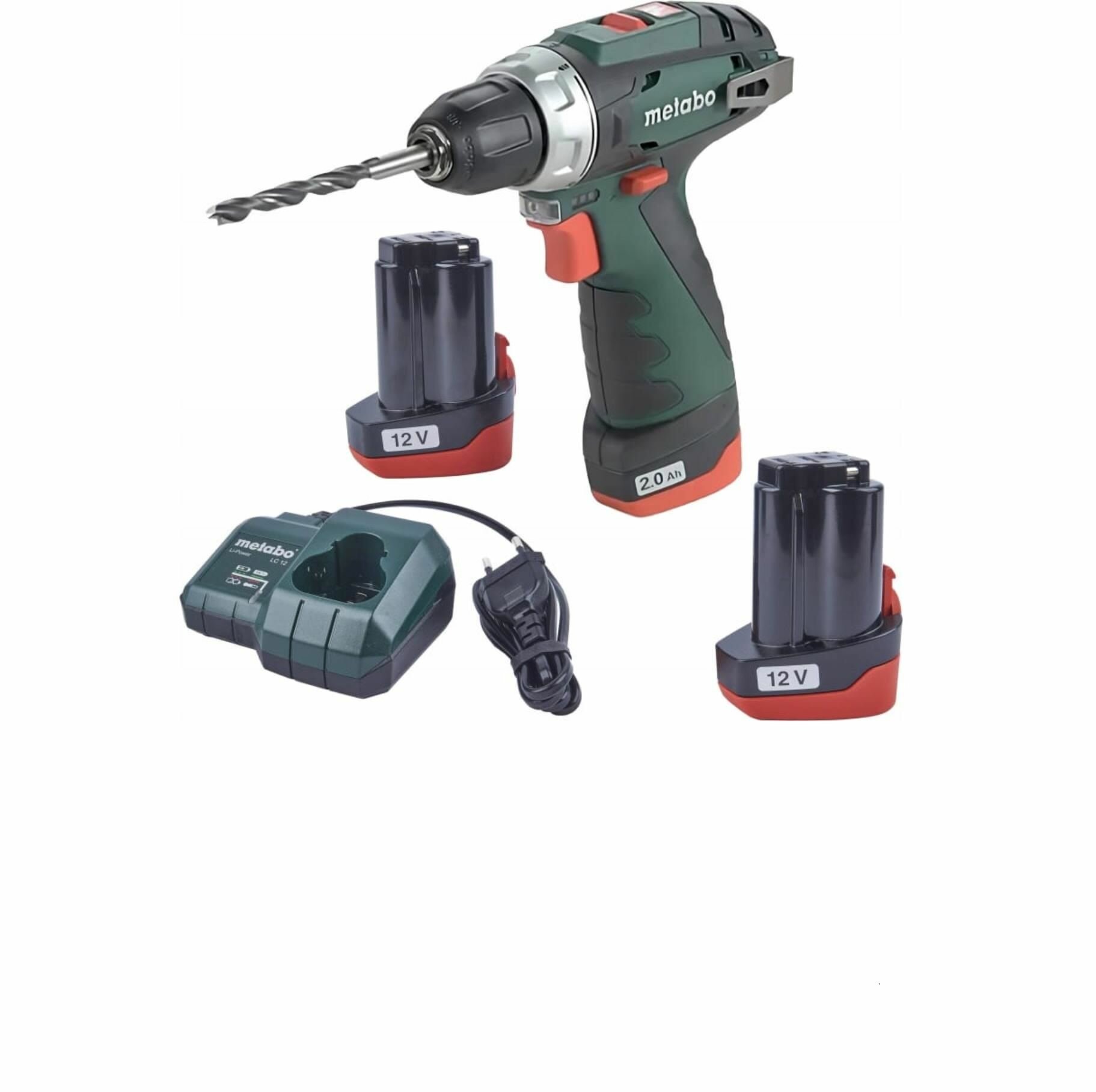 Аккумуляторная дрель-шуруповерт Metabo PowerMaxx BS 12 В, 2х2.0 600984000