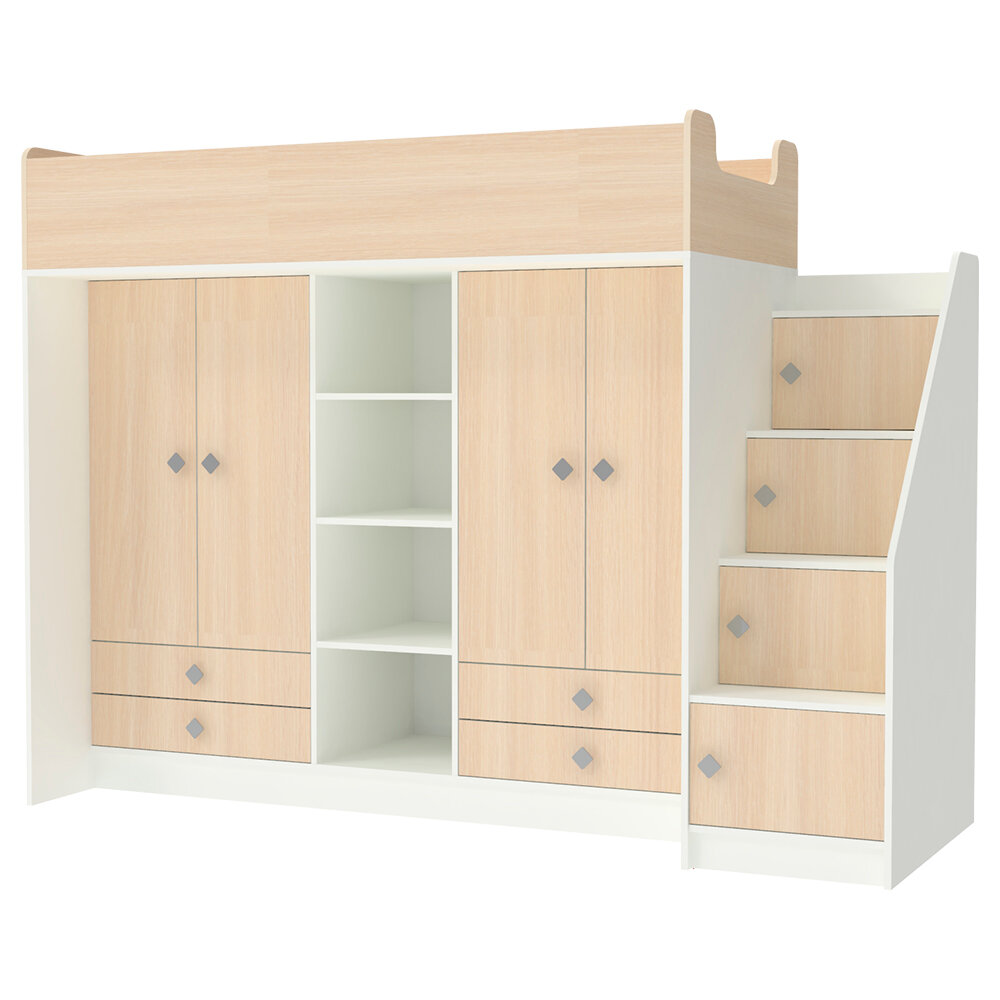 Кровать чердак Л-Е604.3 75x175 Белый Дуб Молочный
