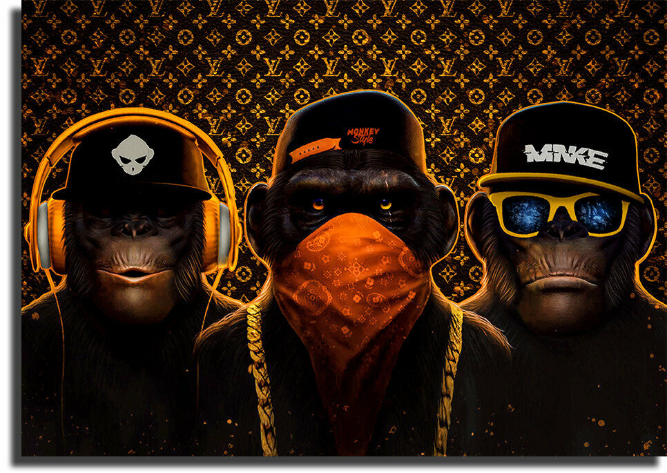 Картина "Обезьяны в LV" 50х30 см