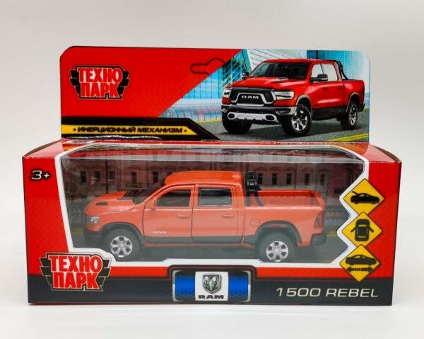 Машина металлическая Додж Рам 1500 Ребель 13 см. красный, Технопарк RAM1500-13-RD (72)