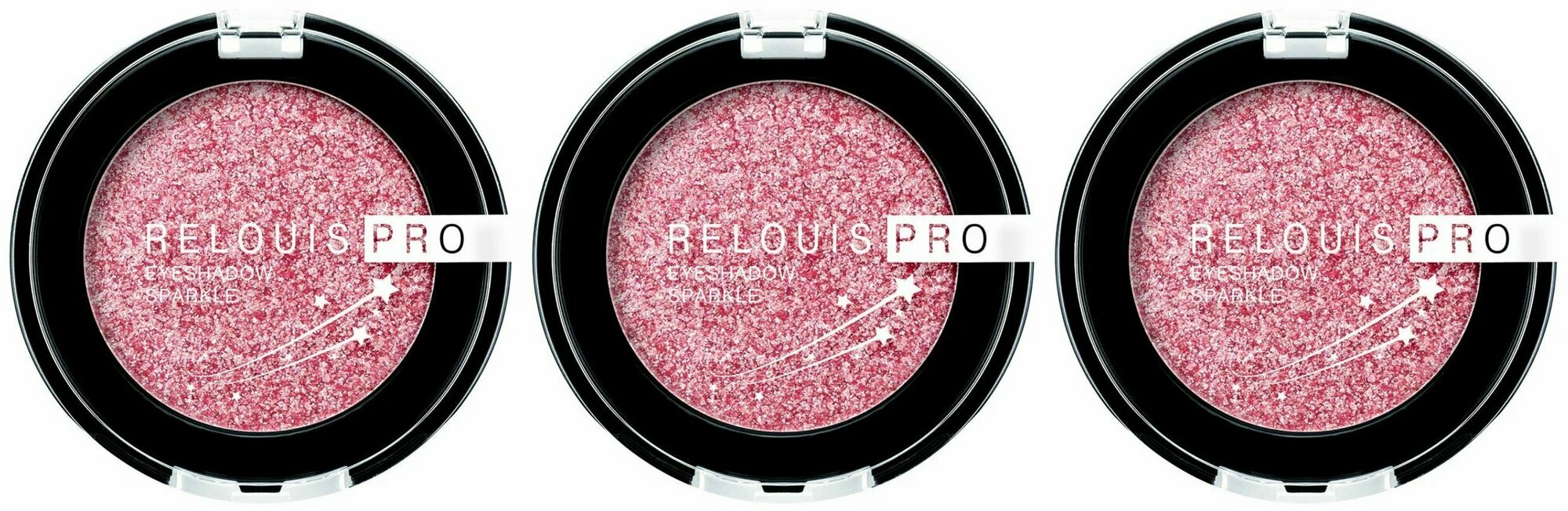 Relouis Тени для век Pro Eyeshadow Sparkle, тон №03 Сandy Pink, 3 шт