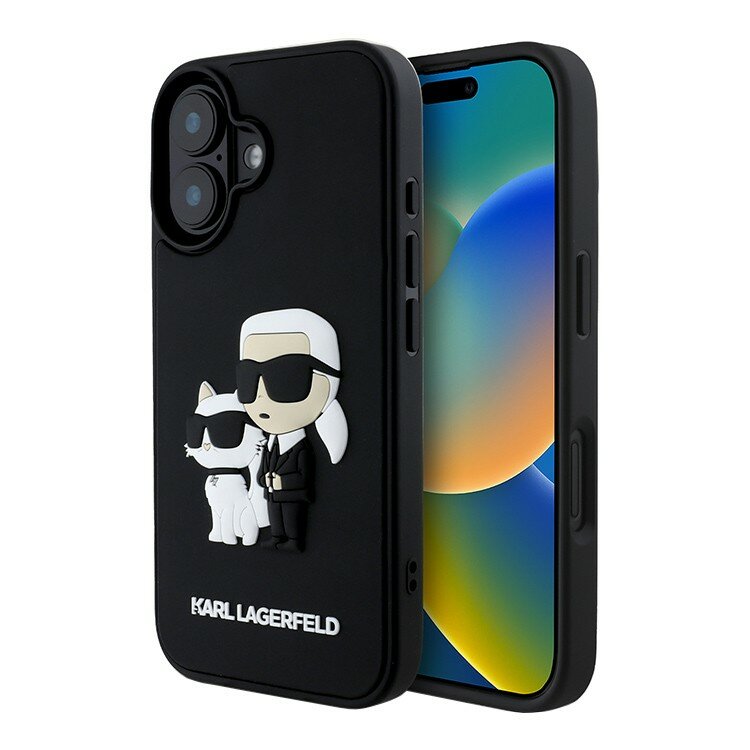 Karl Lagerfeld чехол для iPhone 16, 3D Rubber NFT Karl&Choupette черный