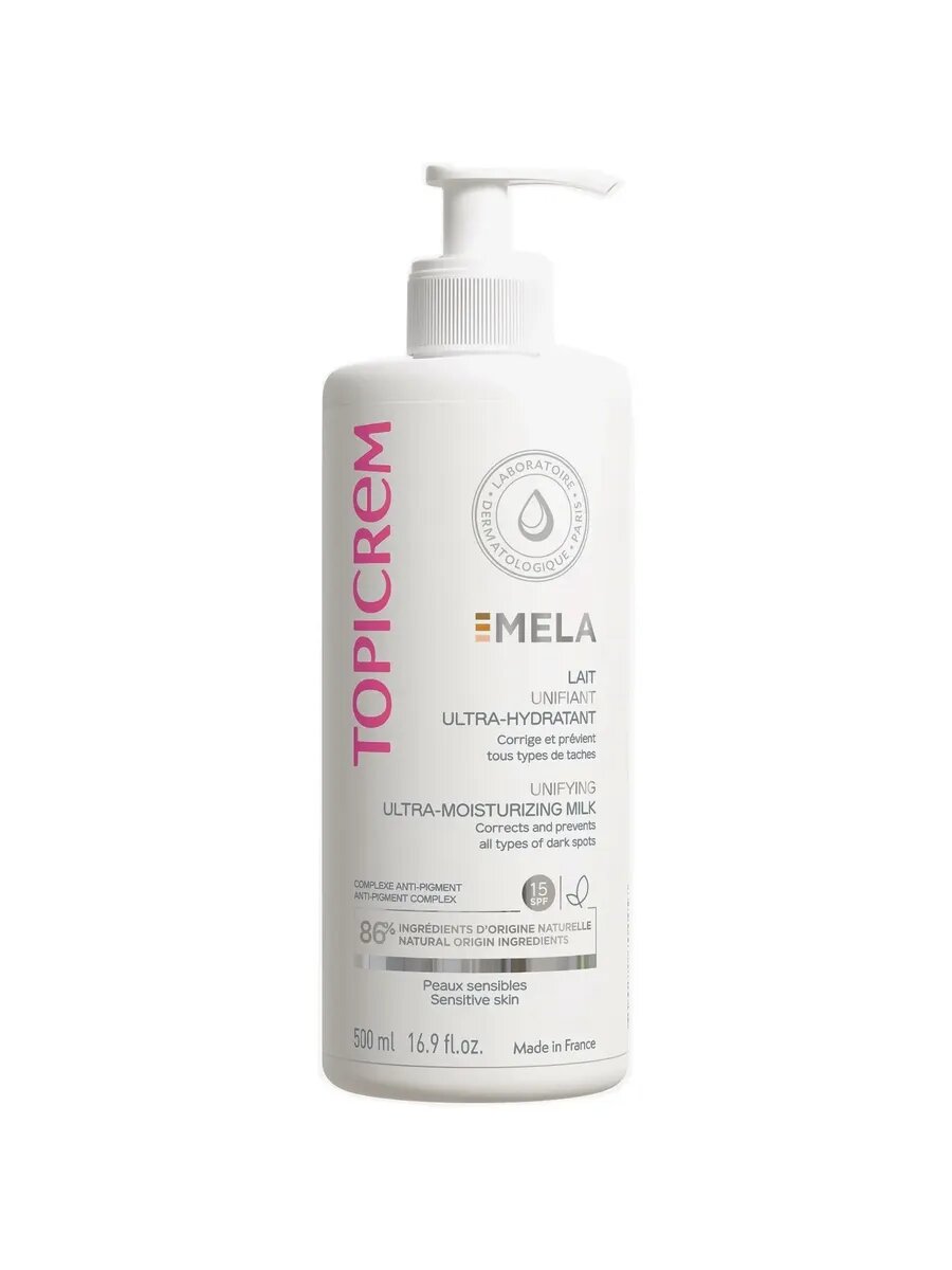 Молочко Topicrem, для выравнивания тона, SPF15, для чувствительной кожи, 500 мл