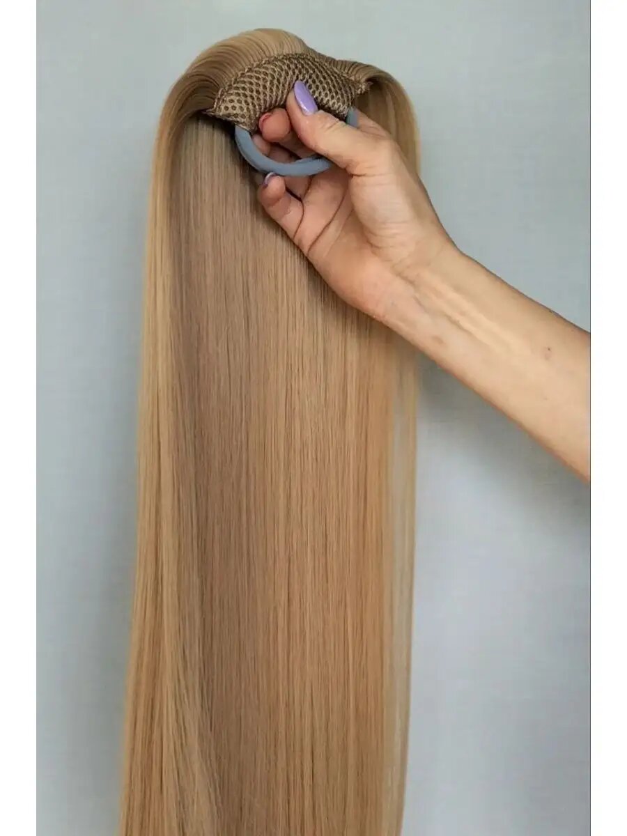 Биопротеиновый шиньон хвост на резинке накладной для волос 50см