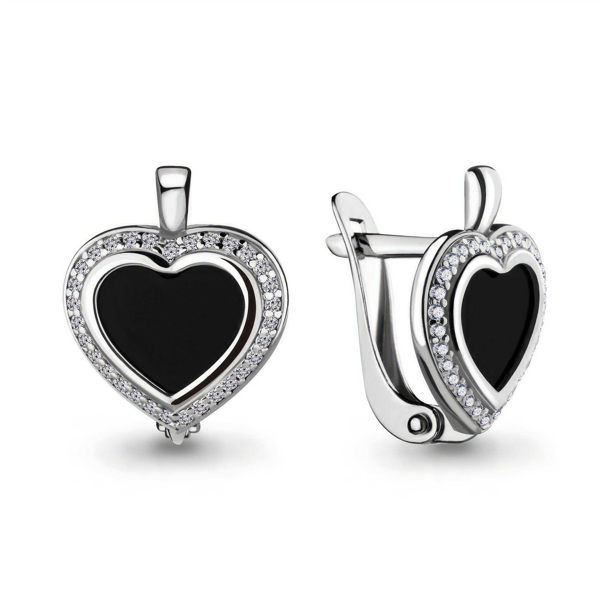 Серьги, серебро, 925 проба, родирование, фианит, кристалл