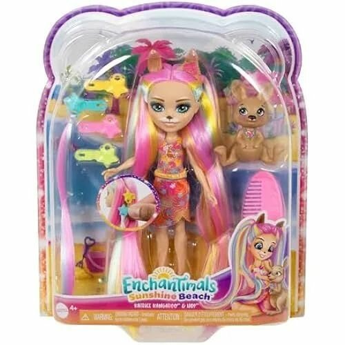 Кукла Mattel Enchantimals Кенгуру Катрис с питомцем и аксессуарами со съемной юбкой и аксессуарами/Подарки для детей HTJ70 HTJ70