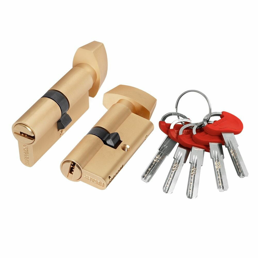 Цилиндровый механизм Fuaro D-PRO5002Knob70(30+10+30) D-PRO502/70 mm SSG-39 сатинированное золото 5 ключей