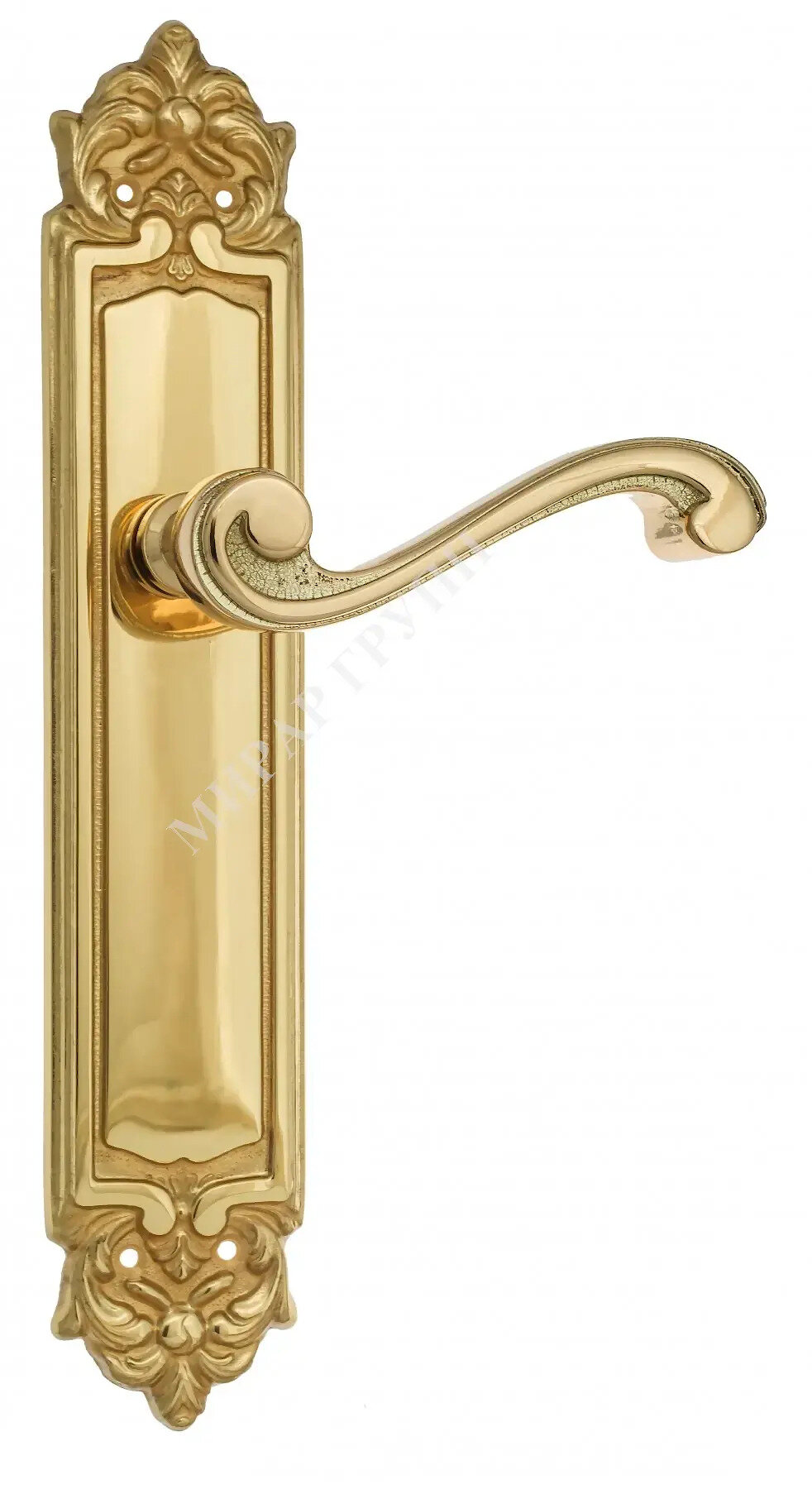 Дверная ручка Venezia "VIVALDI" на планке PL96 полированная латунь