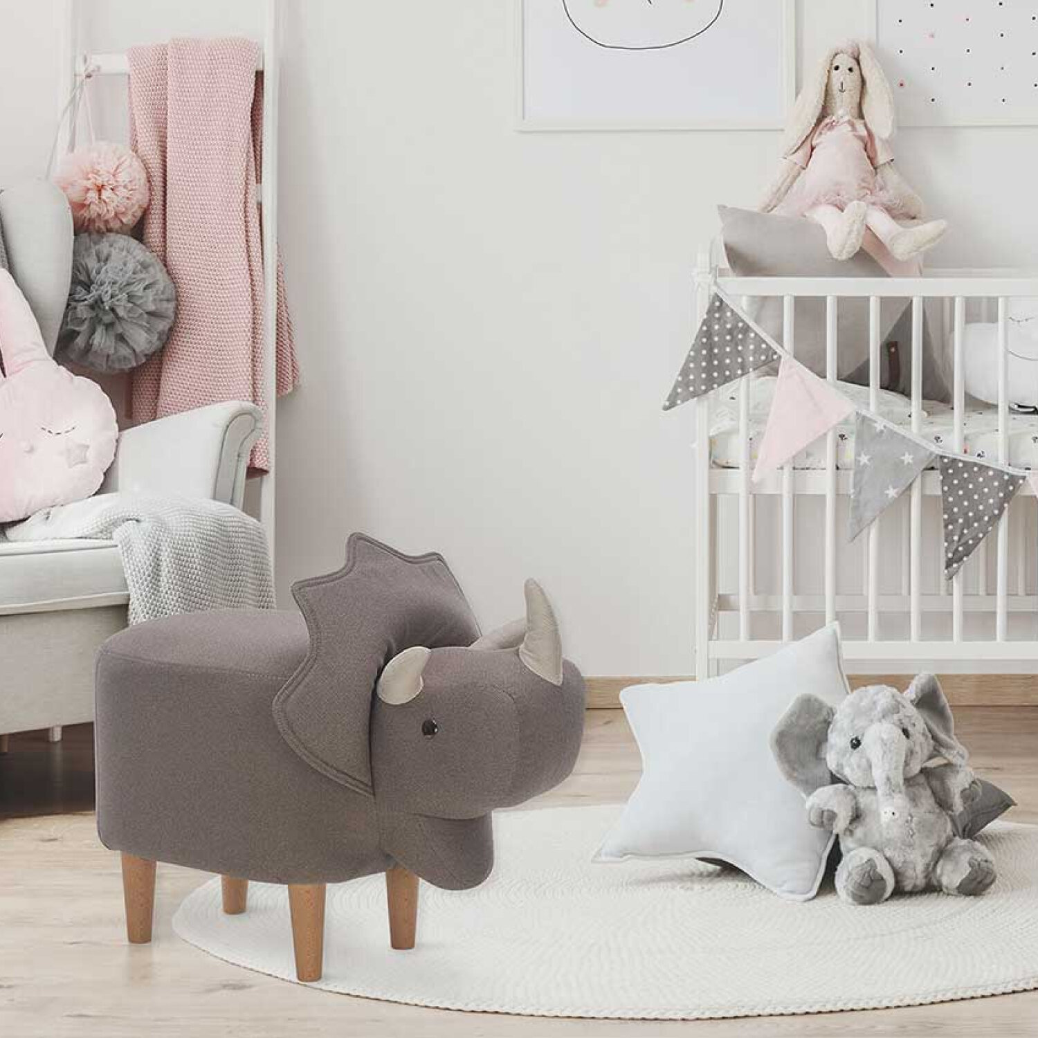 Пуфик в детскую Leset Динозавр COMBI, ткань рогожка Milos 16/Milos 02, для гостиной, спальни