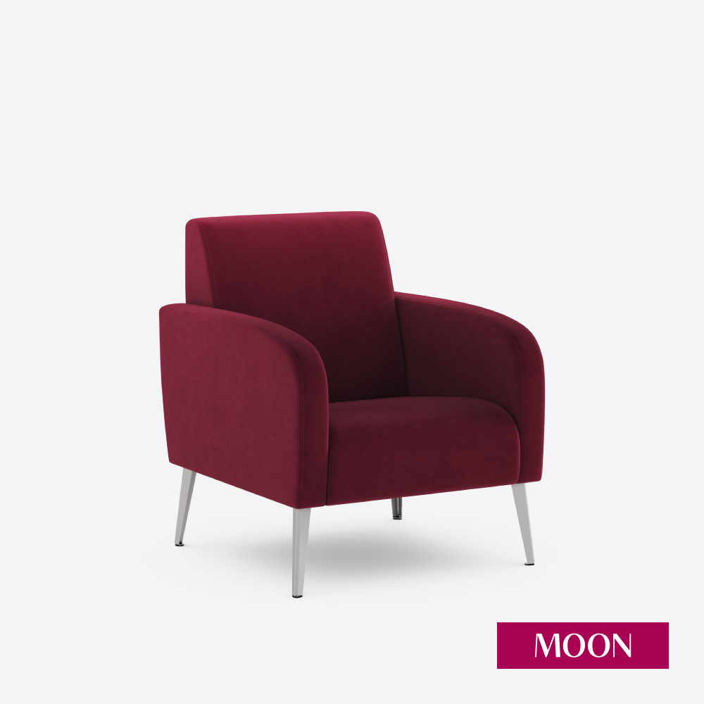 Кресло MOON 157 нераскладное, велюр, цвет бордовый, 76*84*91, эксклюзивная высокоэластичная пена (UniqFoam).