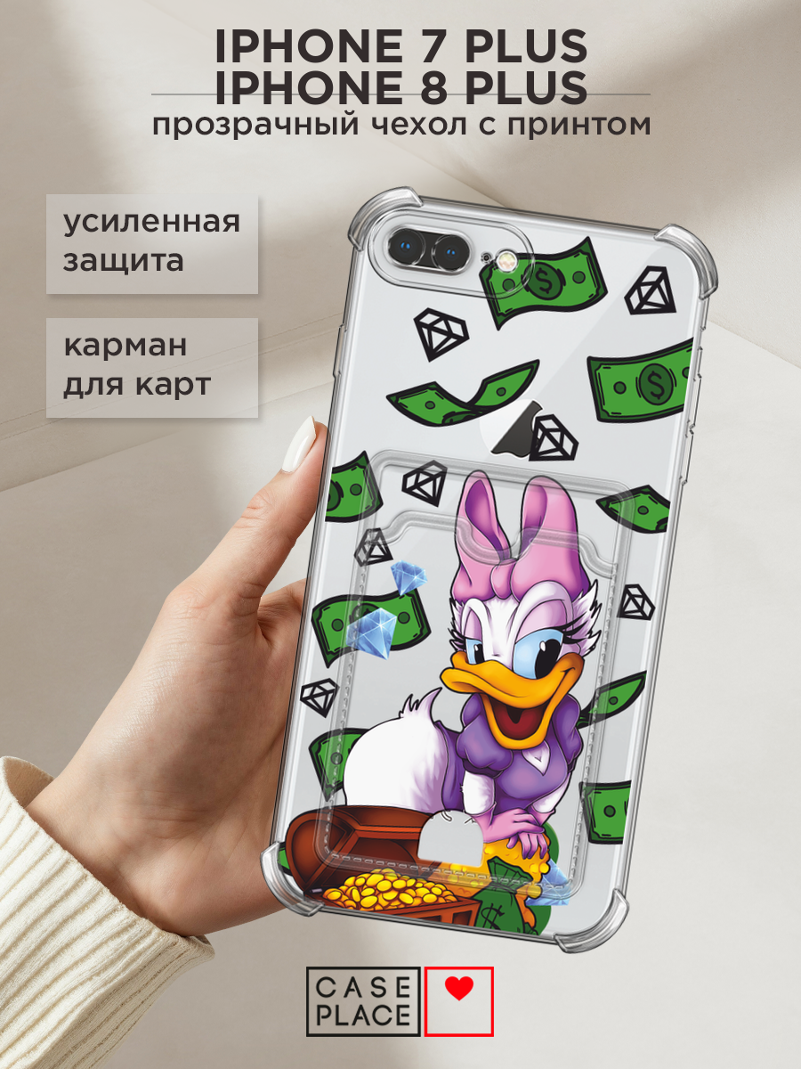 Чехол на Apple iPhone 7 Plus/8 Plus (Айфон 7 Плюс/8 Плюс) с картой и принтом Утка