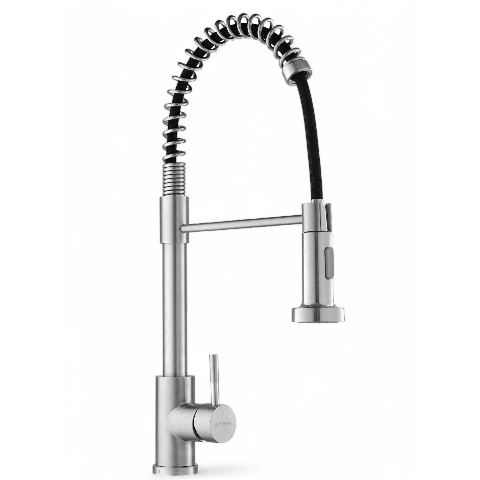 Смеситель кухонный STEMIX , пружинный гибкий излив, нержавеющая сталь SUS304