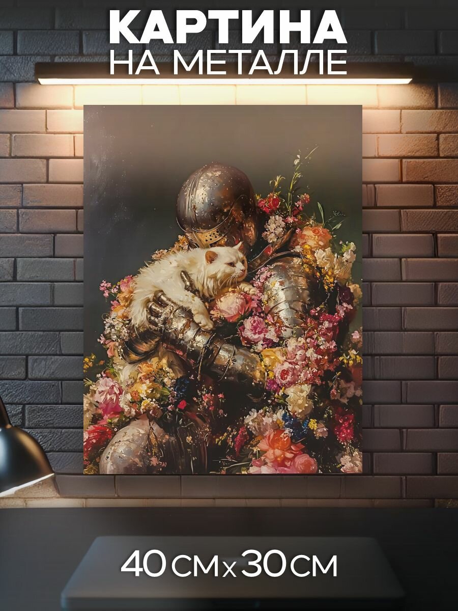 Картина на стену Рыцарь и котик