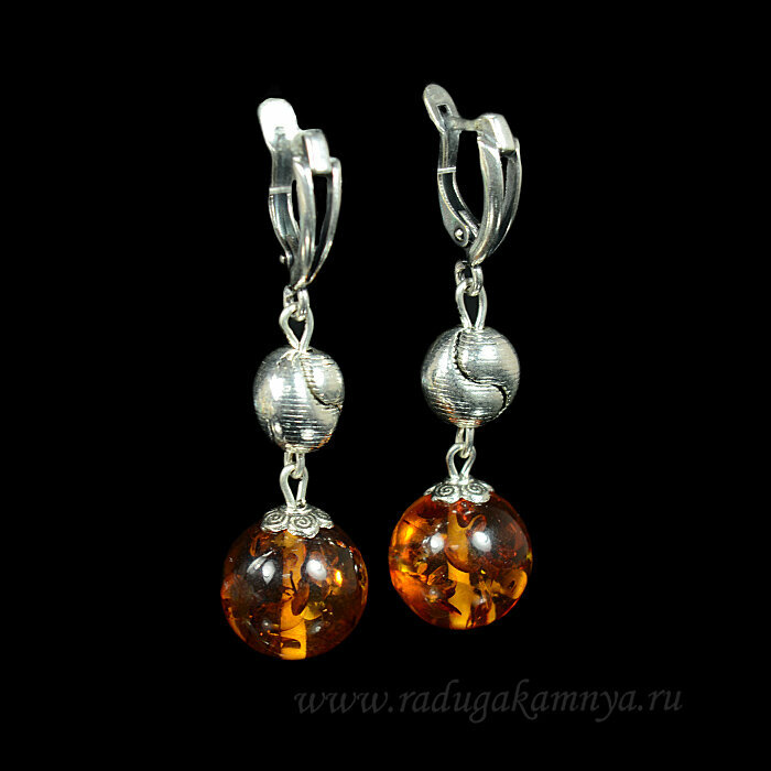 Серьги, янтарь