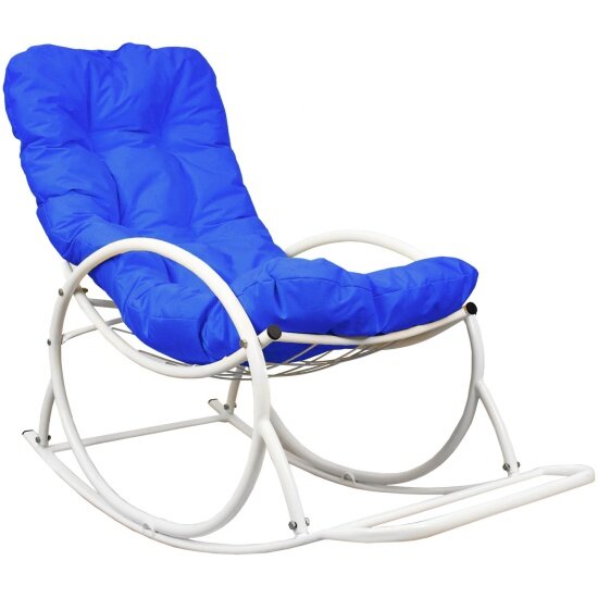 Кресло-качалка M-group белое, синяя подушка