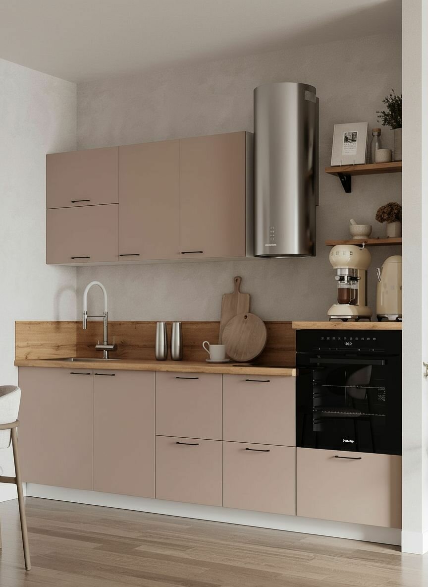 ARNIKA Кухонный гарнитур со столешницей Лизет 2,55м, цвет крем6, фасад Эмаль