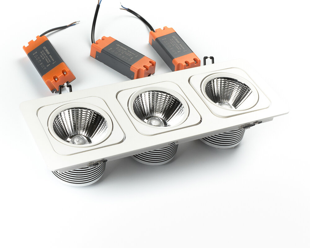 Светильник точечный карданный LED 3 х15 Вт L6129BACOB-3x15W белый Blesslight