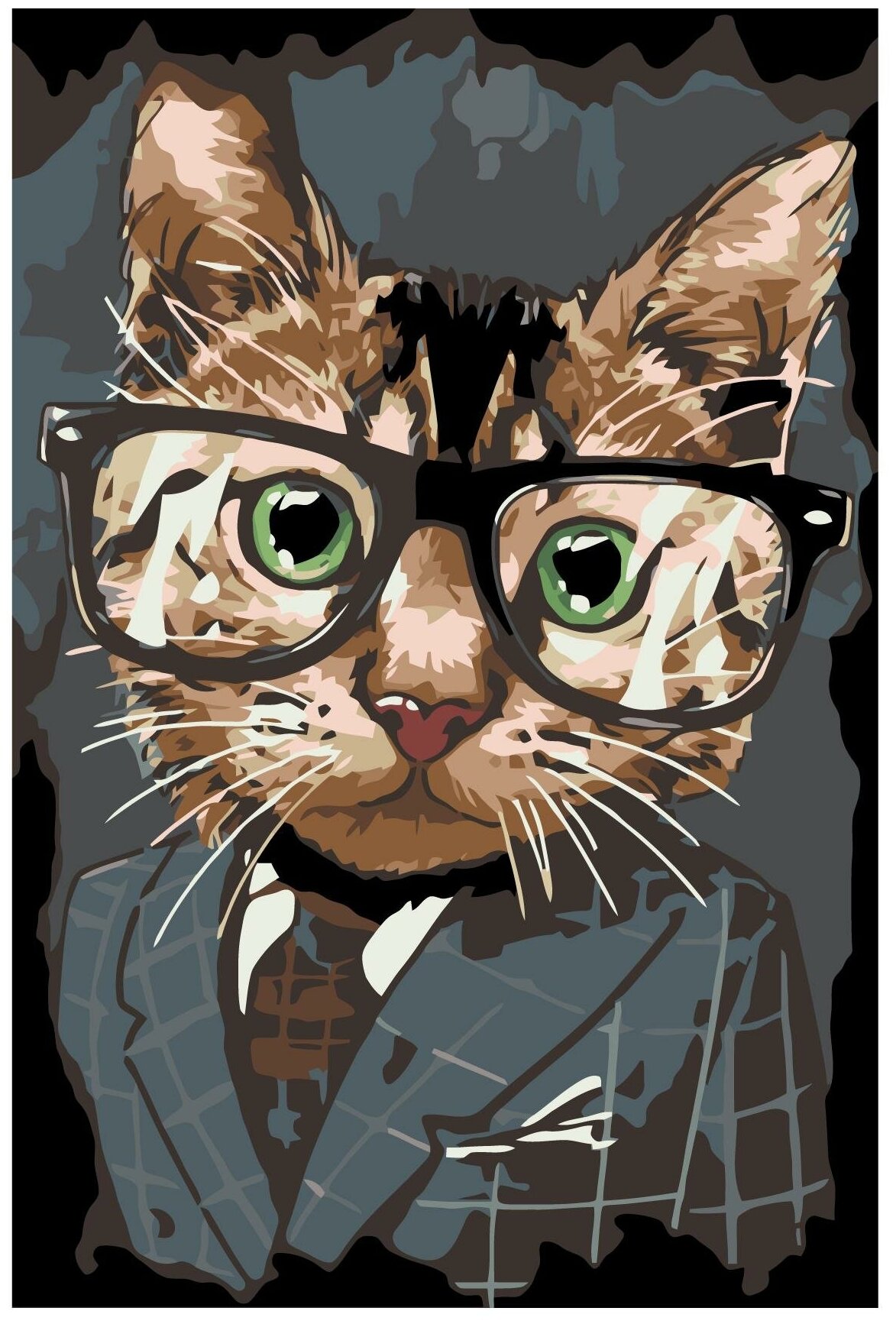 Картина по номерам, "Живопись по номерам", 40 x 60, A178, кот в очках, животные, костюм, деловой, котёнок