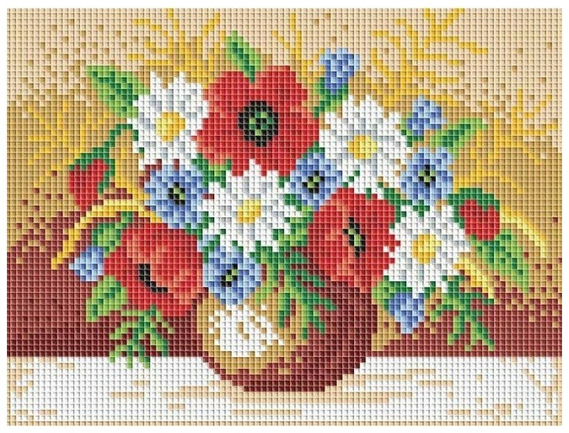 Набор Белоснежка #196-ST-S Полевой букет, Алмазная Мозаика, 20 х 30 см