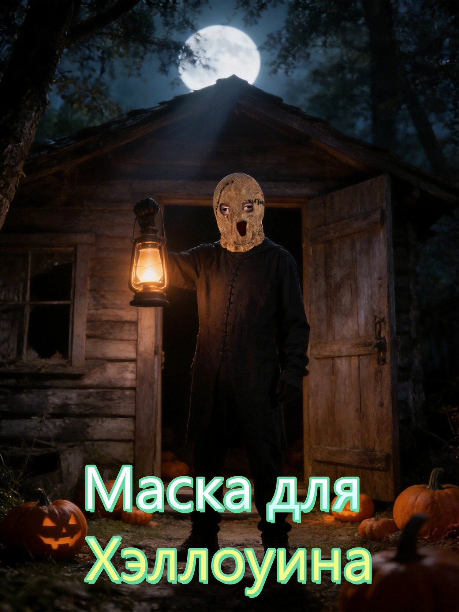 Маска-капюшон "Пугало" для Хэллоуина, карнавальная, для вечеринок и фотосессий