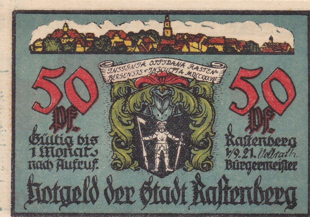 Германия (Веймарская Республика) Растенберг 50 пфеннигов 1921 г. (№2) (2)