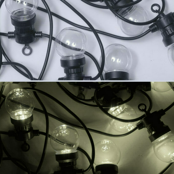 Гирлянда 10 м 20 ламп 220В прозрачная колба G50 теплый свет