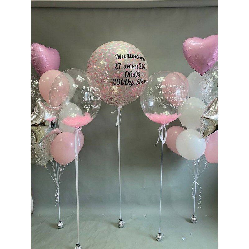 Набор шаров с гелием № 288 - Новорожденная ( аэродизайн )