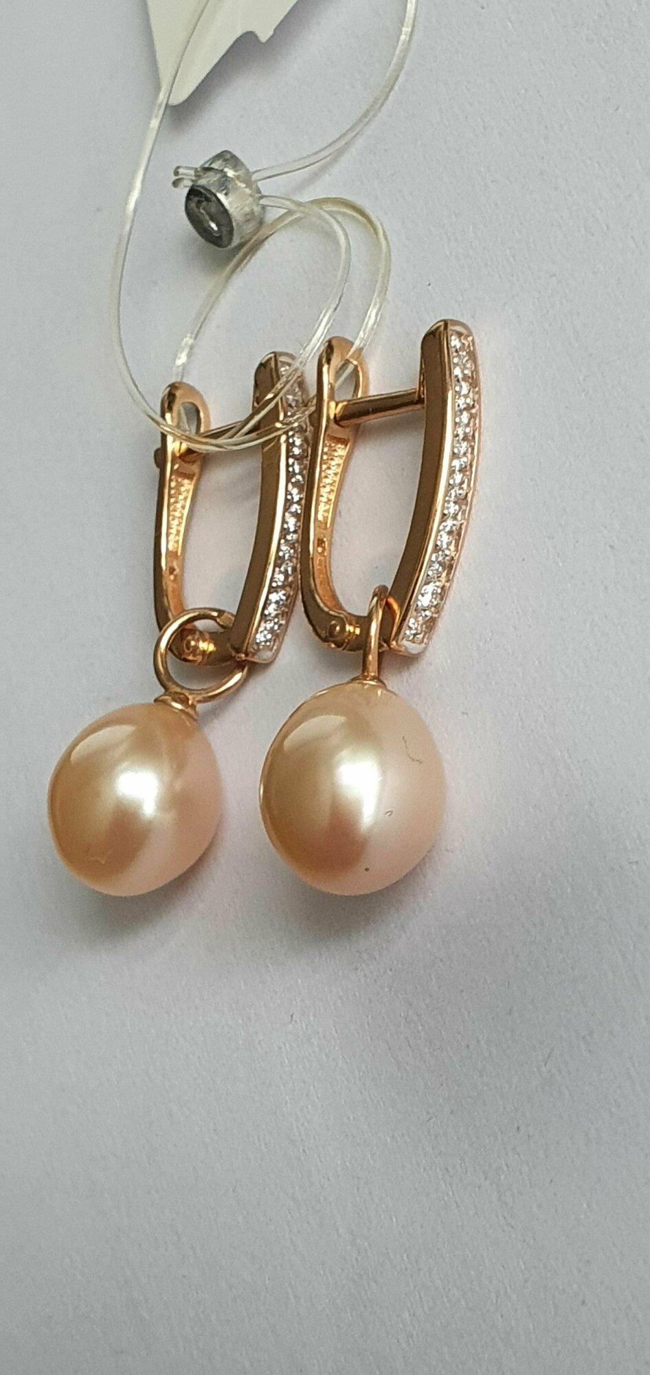 Серьги, красное золото, 585 проба, жемчуг культивированный