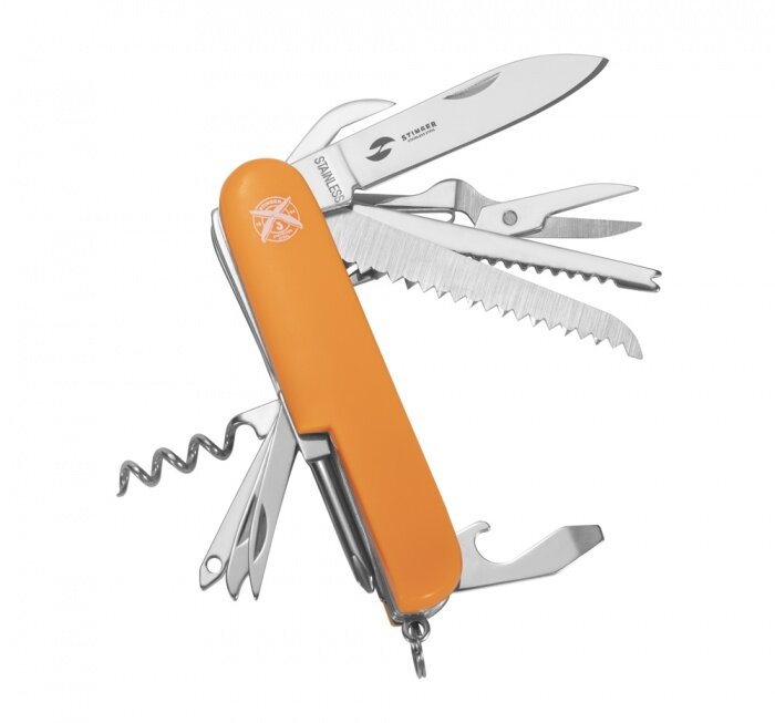 Stinger FK-K5011ALLB Нож перочинный stinger, 89 мм, 15 функций, материал рукояти: абс-пластик (оранжевый), в блистере