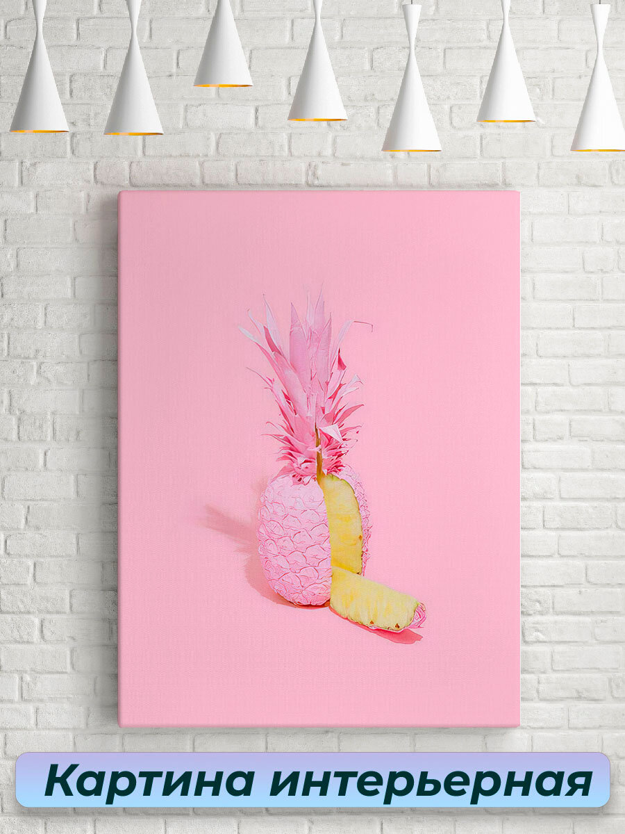 Картины для интерьера 20х30 Ананас долька розовый