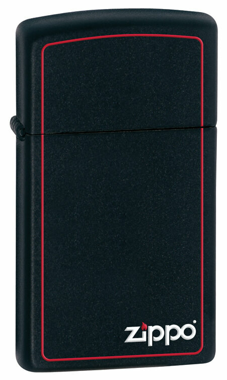 Оригинальная бензиновая зажигалка ZIPPO Slim® с покрытием Black Matte, латунь/сталь, чёрная, матовая, 29x10x60 мм, не заправленная