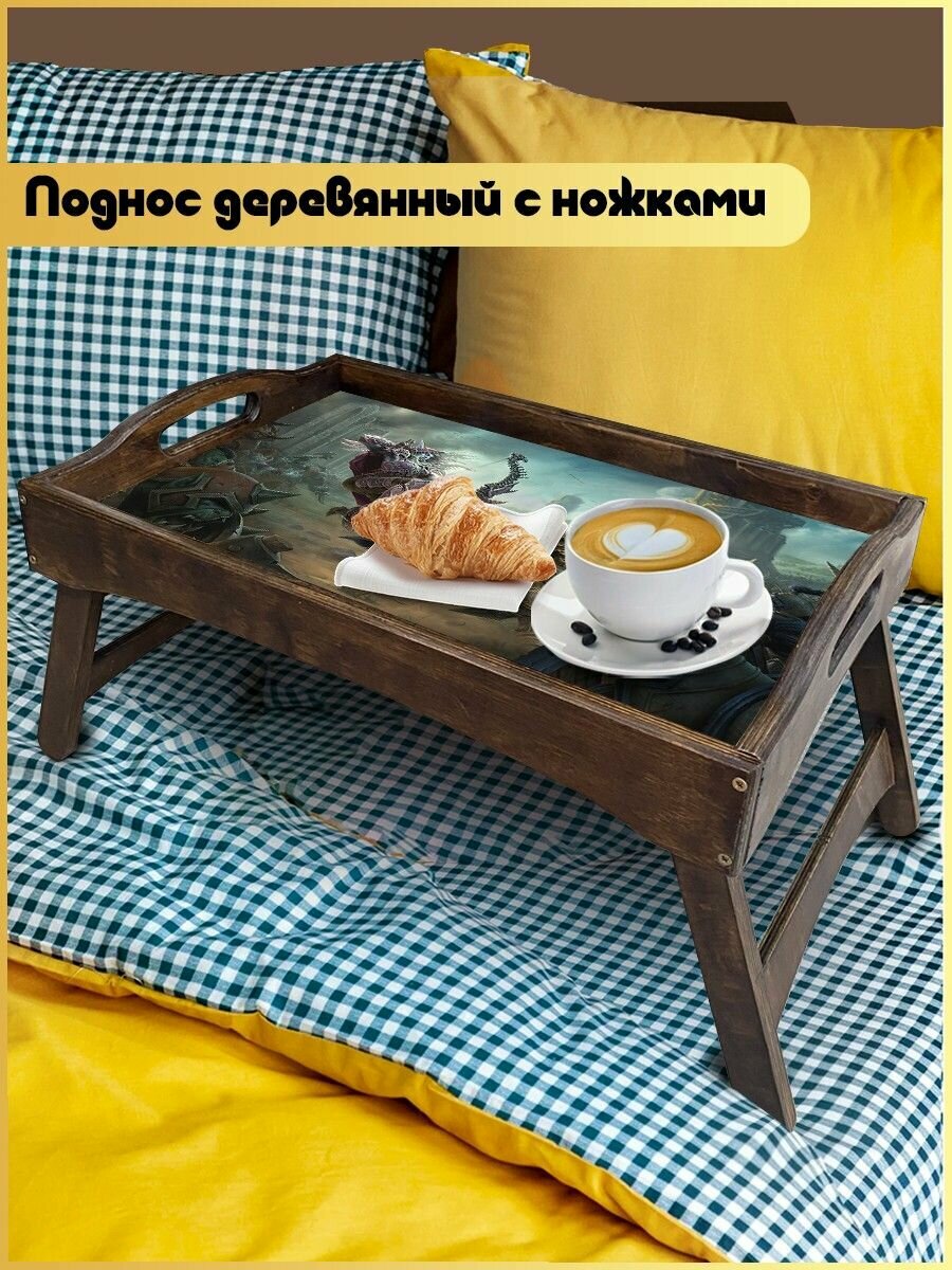 Деревянный поднос на ножках с рисунком игры - 98