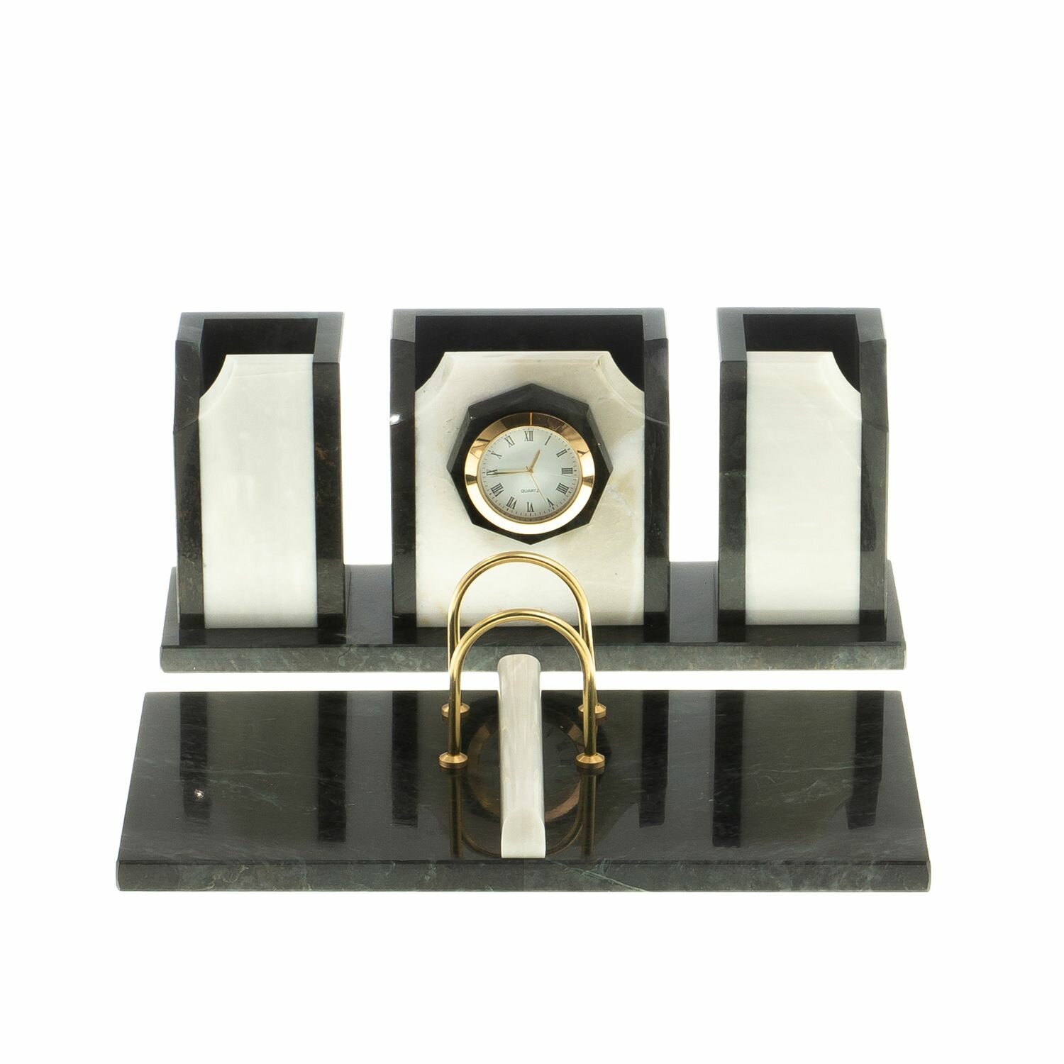 Настольный набор "Оптима" с часами камень мрамор 124244