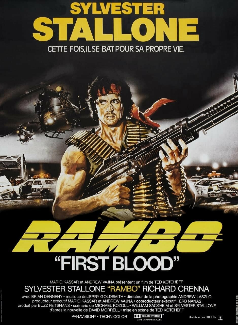 Плакат, постер Рэмбо: Первая кровь (First Blood, 1982г) на бумаге, размер 21х30см