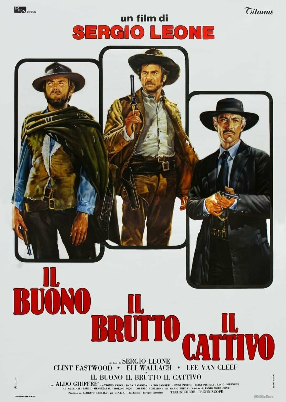 Плакат, постер Хороший, плохой, злой (Il Buono, il brutto, il cattivo, 1966г) на бумаге, размер 21х30см