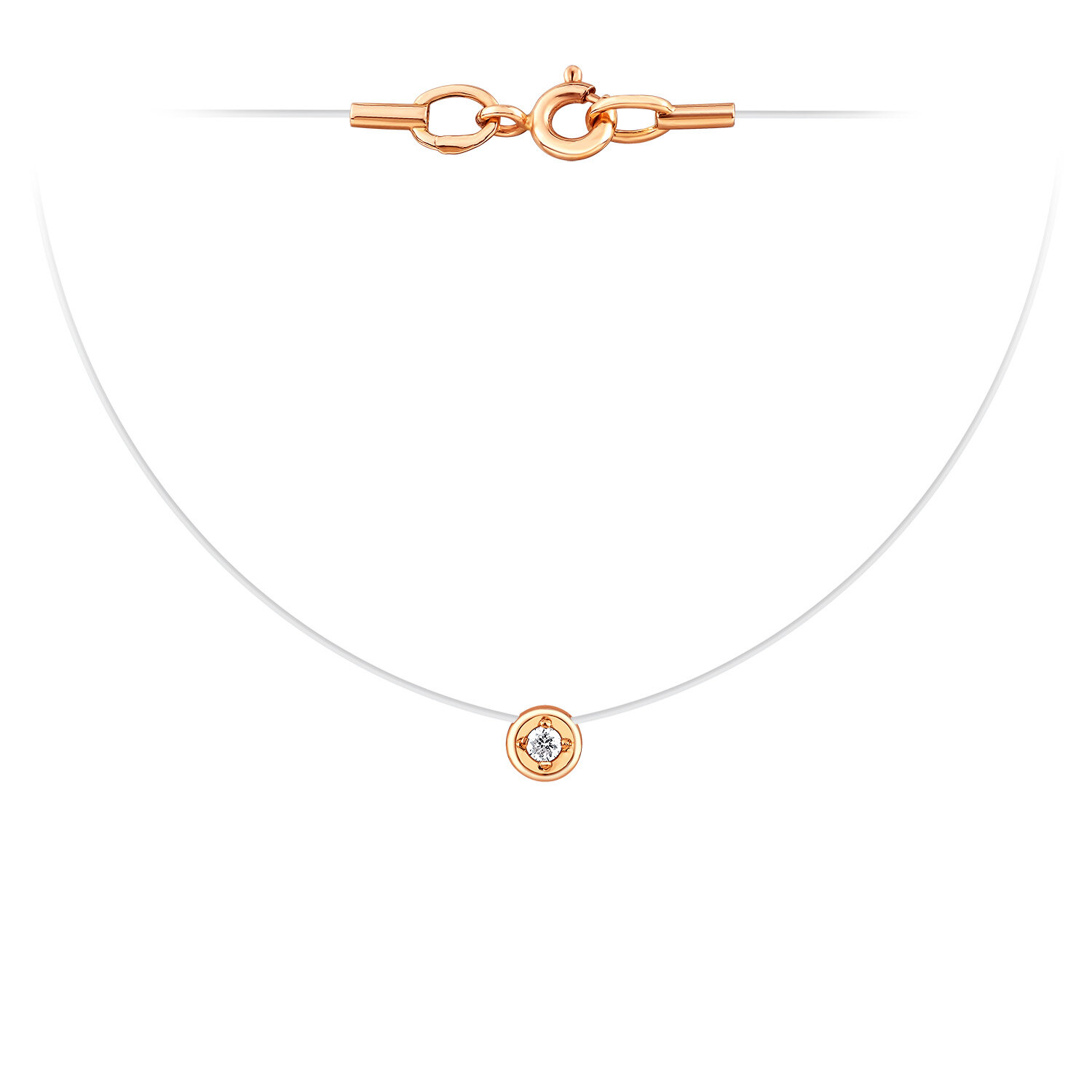 Колье, красное золото, 585 проба, бриллиант