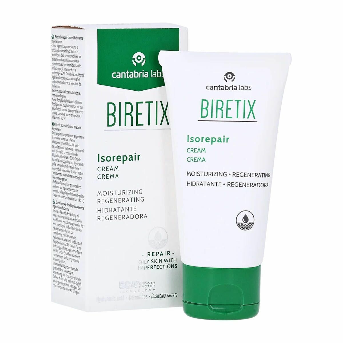 BIRETIX Cantabria Labs Isorepair Cream Moisturizing Regenerating Увлажняющий регенерирующий крем, 50 мл.