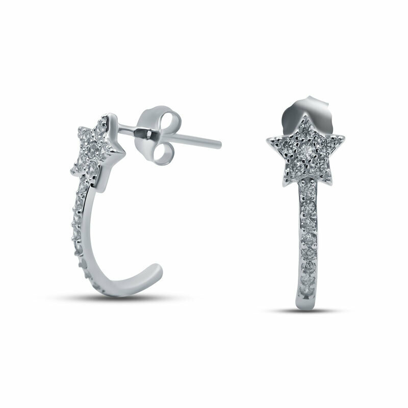 Подвеска для серег, серебро, 925 проба, фианит