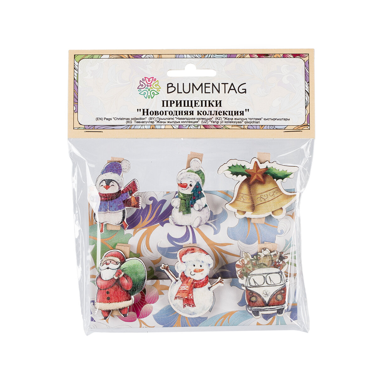 Прищепки "Blumentag" WCBA-35 "Новогодняя коллекция" 6 шт. 3.5 см