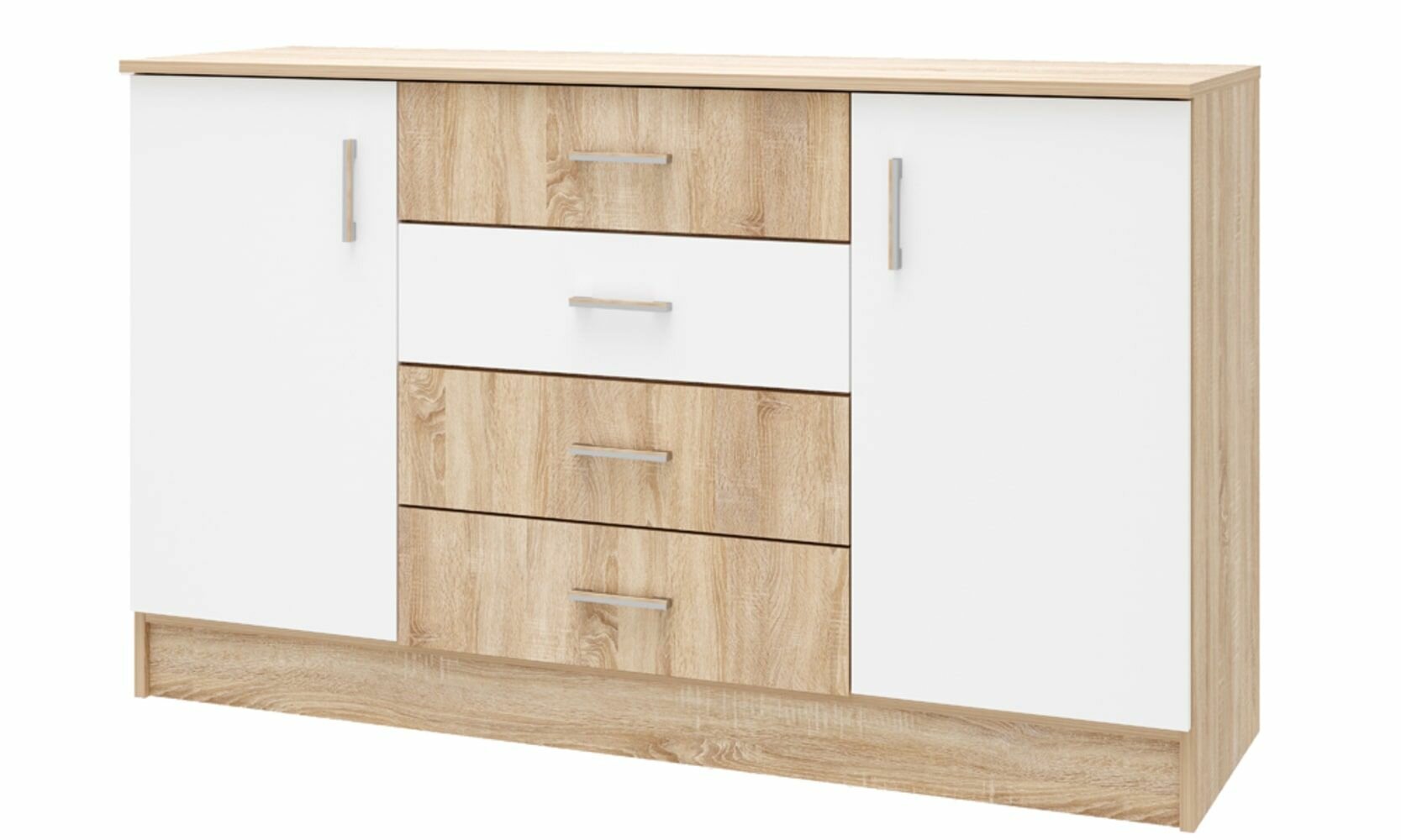 Комод Беатрис 140 см Дуб сонома/белый глянец