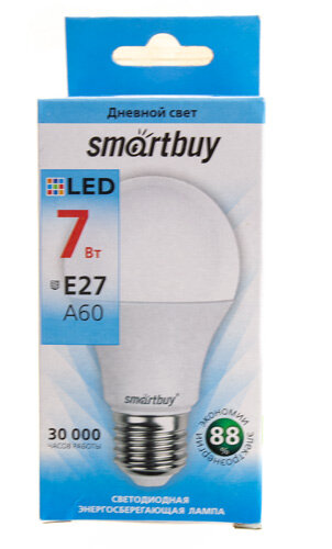 Светодиодная LED лампа Smartbuy SBL-A60-07W-40K-E27 дневной свет.